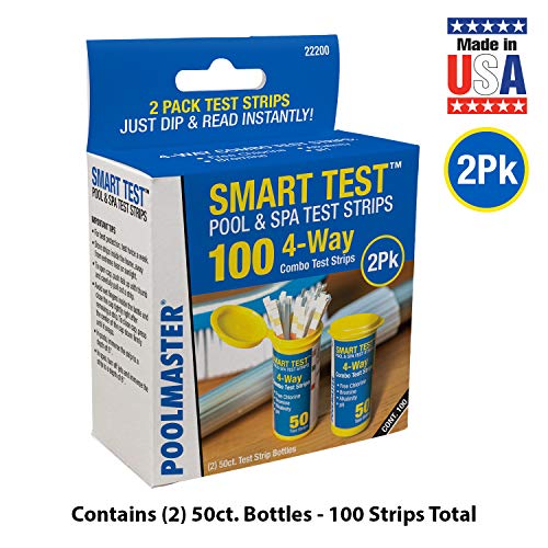 Poolmaster 22200 Smart 4-Way Swimming Pool and Spa Water Chemistry Test Strips, 100 Count, 2 Pack, Made in The USA, Yellow & HYDROTOOLS by SWIMLINE Mini Chemical Dispenser for Spas and Personal Pools