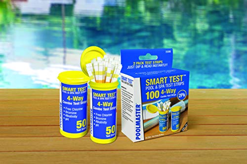 Poolmaster 22200 Smart 4-Way Swimming Pool and Spa Water Chemistry Test Strips, 100 Count, 2 Pack, Made in The USA, Yellow & HYDROTOOLS by SWIMLINE Mini Chemical Dispenser for Spas and Personal Pools
