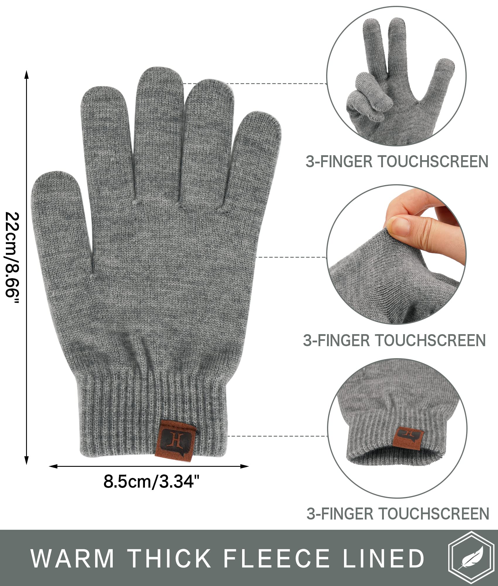 FZ FANTASTIC ZONE Women's Winter Touchscreen Wool Magic Gloves Warm Knit Fleece Lined for Women