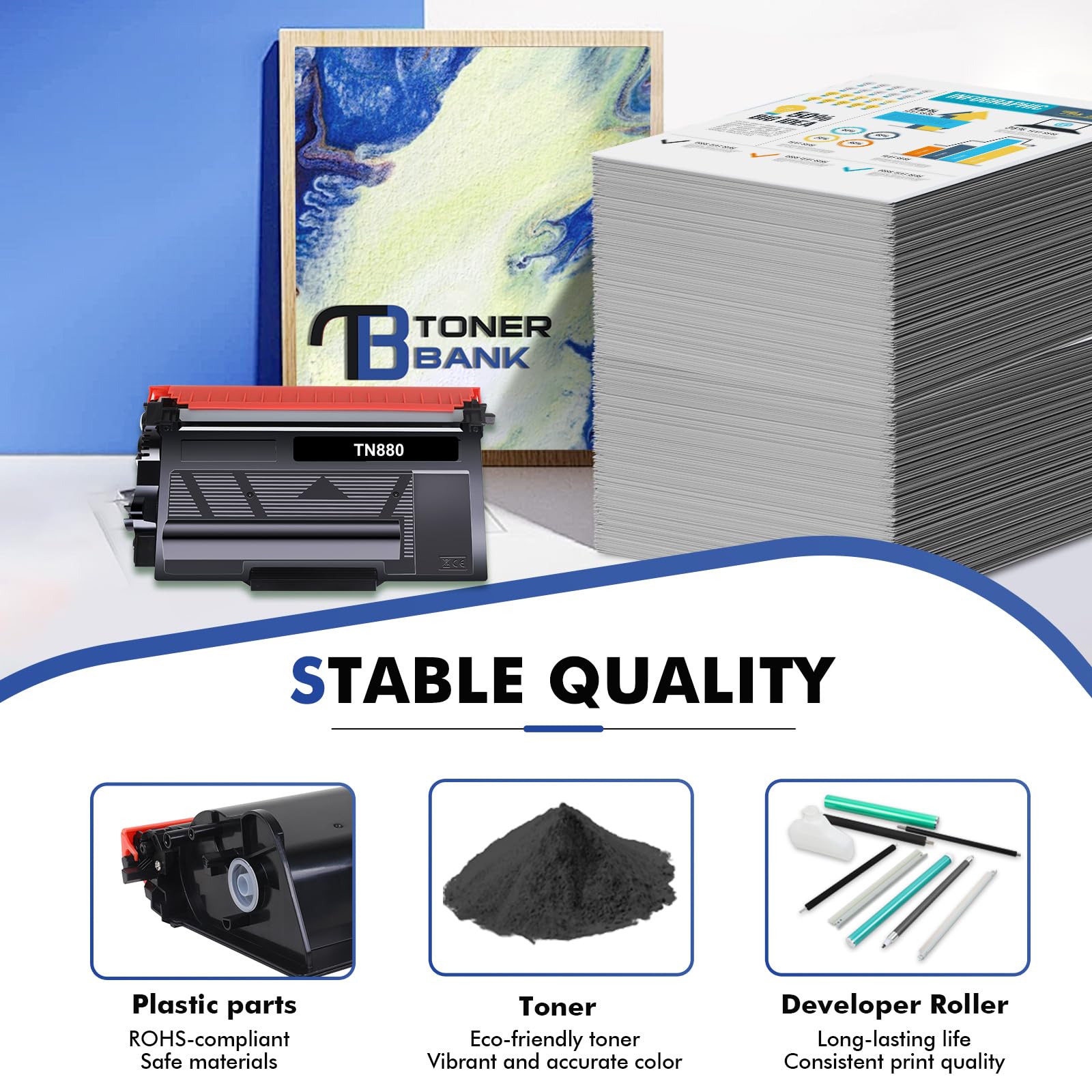Toner Bank Compatible TN880 TN-880: Toner Cartridge Replacement for Brother TN880 TN 880 HL-L6200DW MFC-L6700DW MFC-L6800DW HL-L6200DWT HL-L6300DW MFC-L6900DW Super High Yield Printer (Black, 2-Pack)