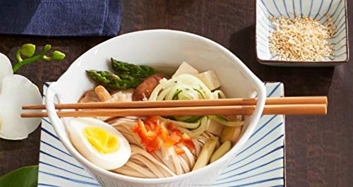 Tasse Verre Porcelain Noodle Soup Bowl w/Bamboo Chopsticks and Ceramic Spoon 20 oz, 2-Pack