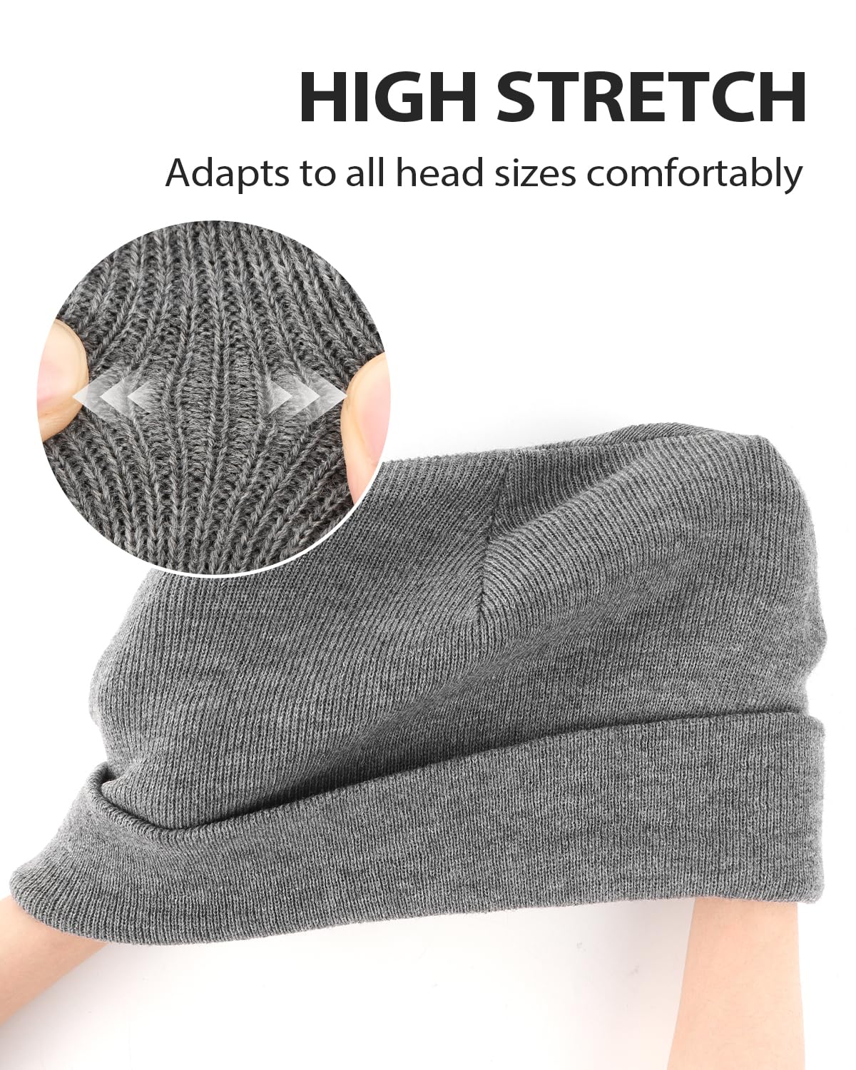 Zylioo Extra Large Beanie for Men Big Head,Winter Soft Knit Beanie Hat,Warm Stocking Cap for Men Women