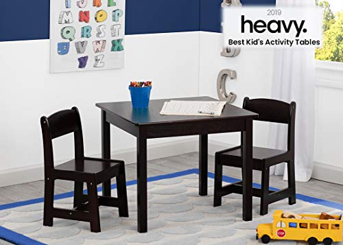 Delta Children MySize Kids Wood Table and Chair Set (2 Chairs Included) - Ideal for Arts & Crafts, Snack Time, Homework & More - Greenguard Gold Certified, Dark Chocolate, 3 Piece Set