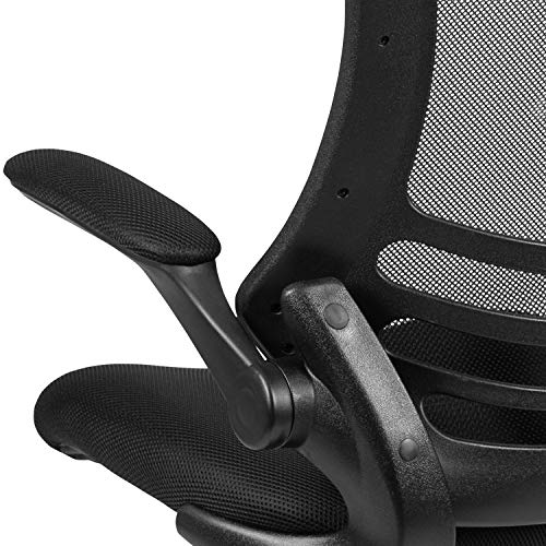 Flash Furniture Kelista Mid-Back Swivel Ergonomic Task Office Chair with Flip-Up Arms, BIFMA Certified-Set of 5, Black Mesh