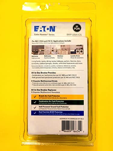 Cutler-Hammer Eaton All In One Breaker Plug On Neutral Arc FaultGround FaultOvercurrent Protection 20amp