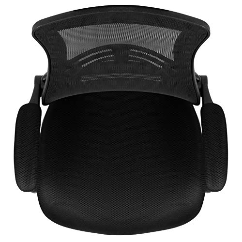 Flash Furniture Kelista Mid-Back Swivel Ergonomic Task Office Chair with Flip-Up Arms, BIFMA Certified-Set of 5, Black Mesh