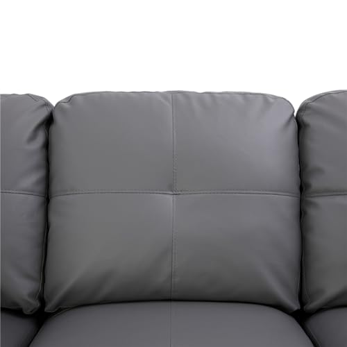 NOTOP 3-Piece Faux Leather L-Shaped Sectional Sofas, Button Tufted Upholstered Couch Set with Left Chaise Longue and Storage Ottoman, for Living Room, Home, Office, Dark Grey