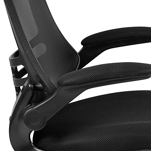 Flash Furniture Kelista Mid-Back Swivel Ergonomic Task Office Chair with Flip-Up Arms, BIFMA Certified-Set of 5, Black Mesh