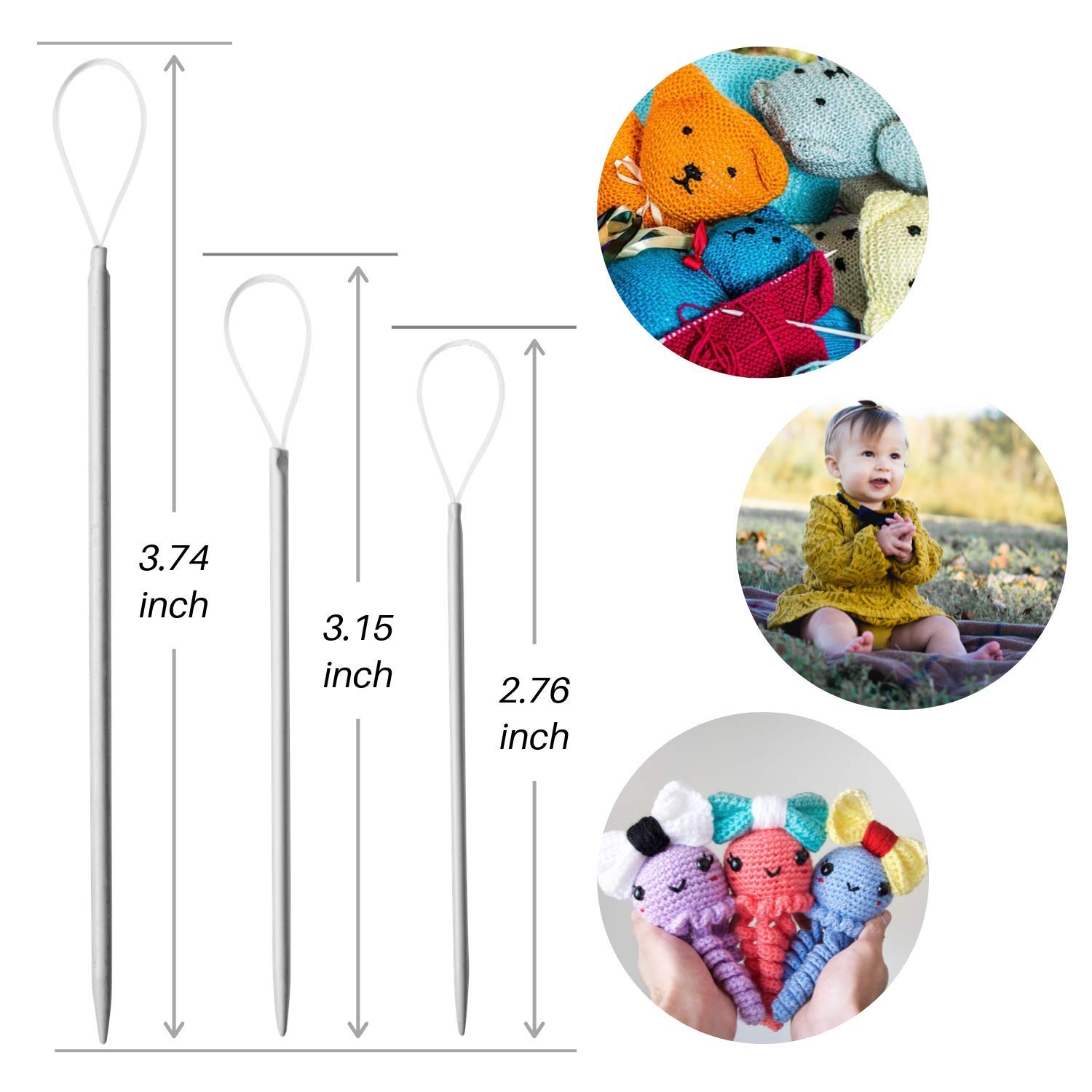 Wool Needles Colorful Bent Tip Tapestry Needles Large-Eye Aluminium Sewing Knitting Needles