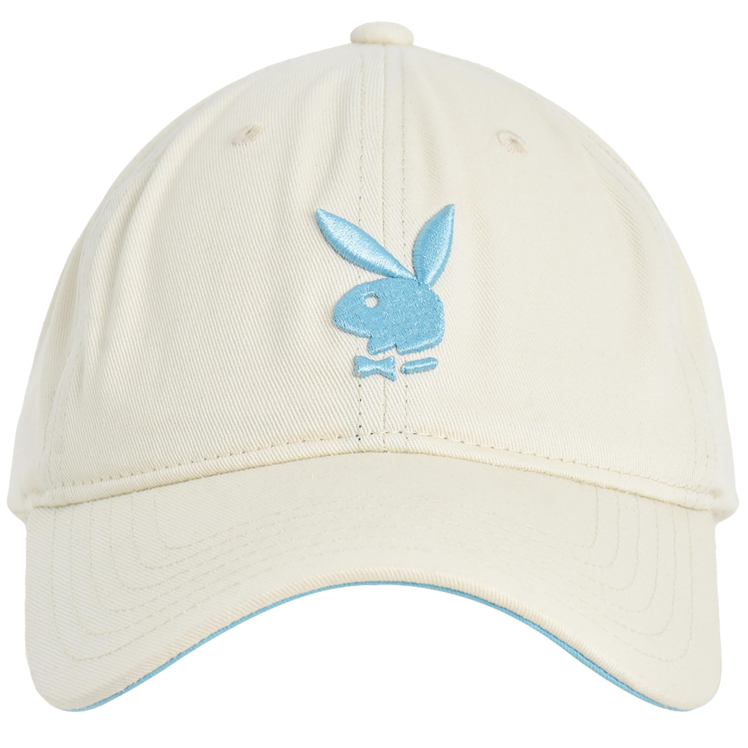 Playboy Dad Hat, Cotton Twill Adjustable Baseball Cap with Curved Brim, Off White, One Size