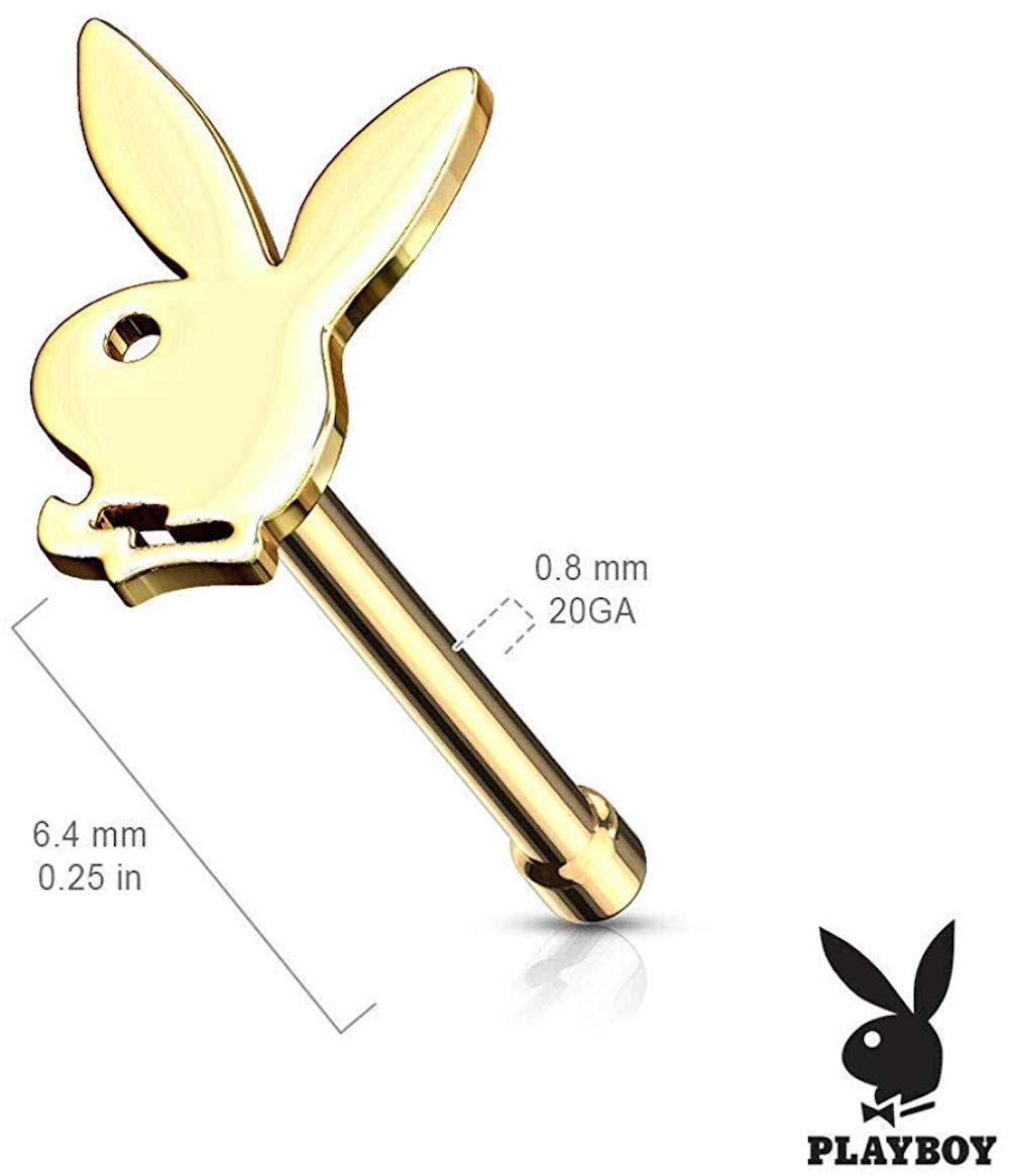 Playboy Bunny Top 316L Surgical Steel Nose Bone Stud Rings (Steel)