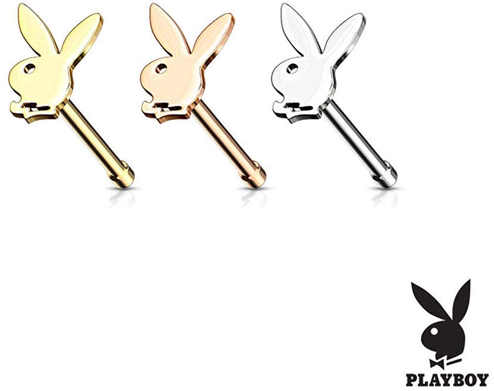 Playboy Bunny Top 316L Surgical Steel Nose Bone Stud Rings (Steel)