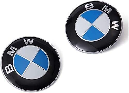 Tuborun 2Pcs Replacement for BMW Hood and Trunk Emblems 82mm + 74mm Badge for X3 X5 X6 3 4 5 6 7 8 Series 325i 328i E46 E30 E36 E34 E38 E39 E60 E65 E90 All Models