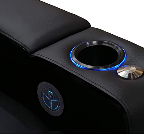 Valencia Piacenza Home Theater Seating | Premium Top Grain Nappa 9000 Leather, Power Recliner, LED Lighting (Row of 4, Black)