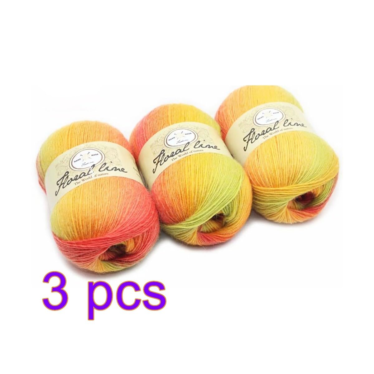 3 Skeins Colorful Soft Yarn, 400 Meters/437yd Gradient Multi Color Warm Wool Yarn Single-Layer Knitting Yarns for Knitting and Crocheting DIY Crafting Scarf Shawl Hat Sweater Coat