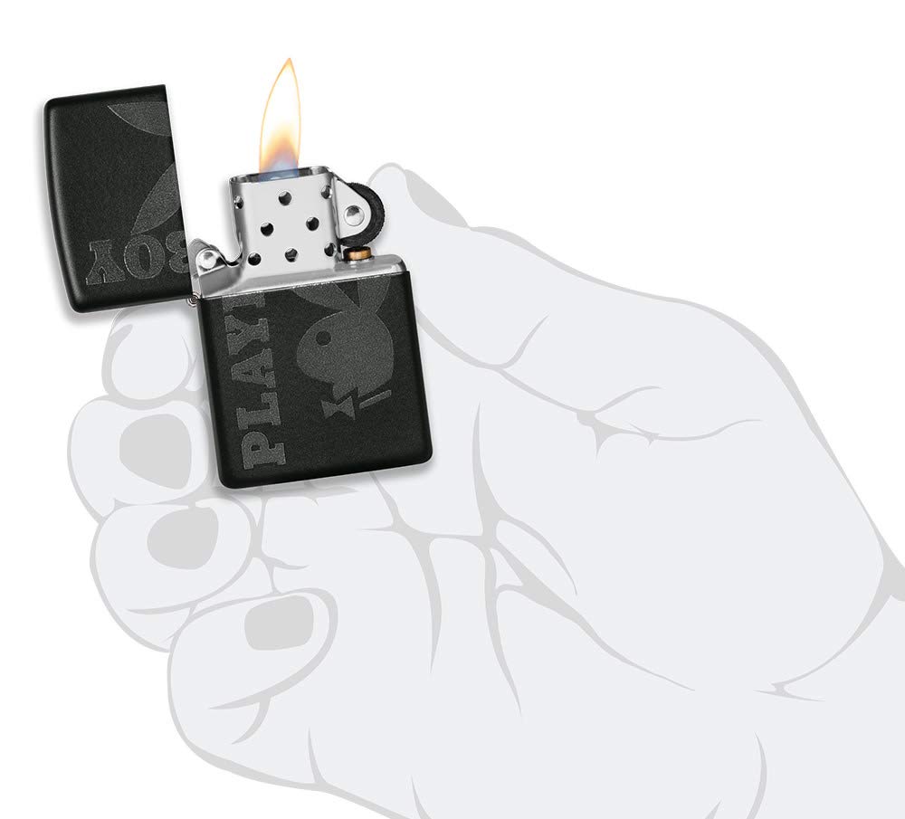 Zippo Playboy Black on Black Matte Pocket Lighter