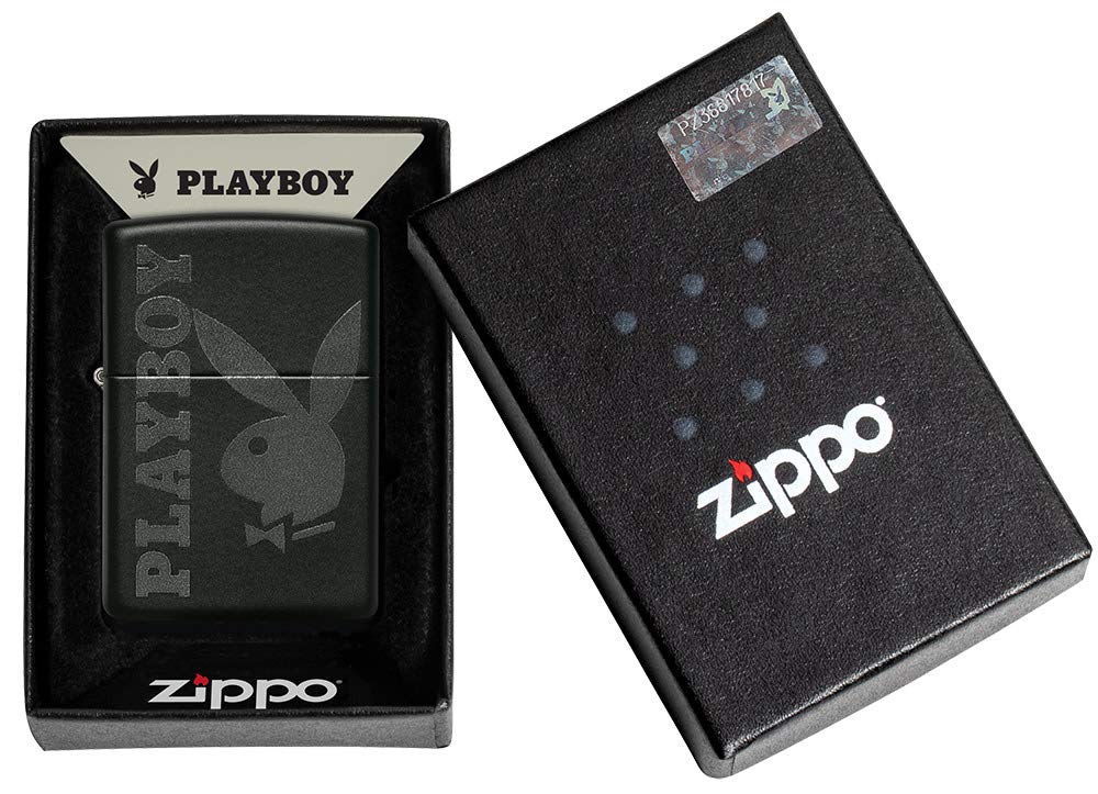 Zippo Playboy Black on Black Matte Pocket Lighter