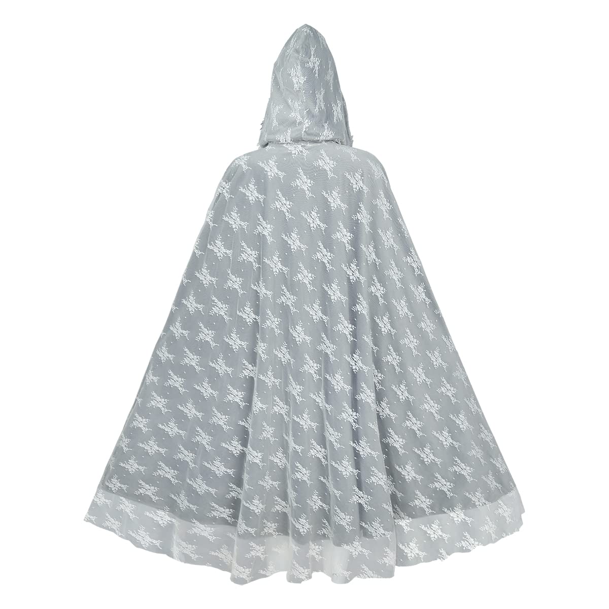 Mingyuezai Renaissance Hooded Cape Gothic Velvet Cloak Medieval Witch Capelet(Grey)