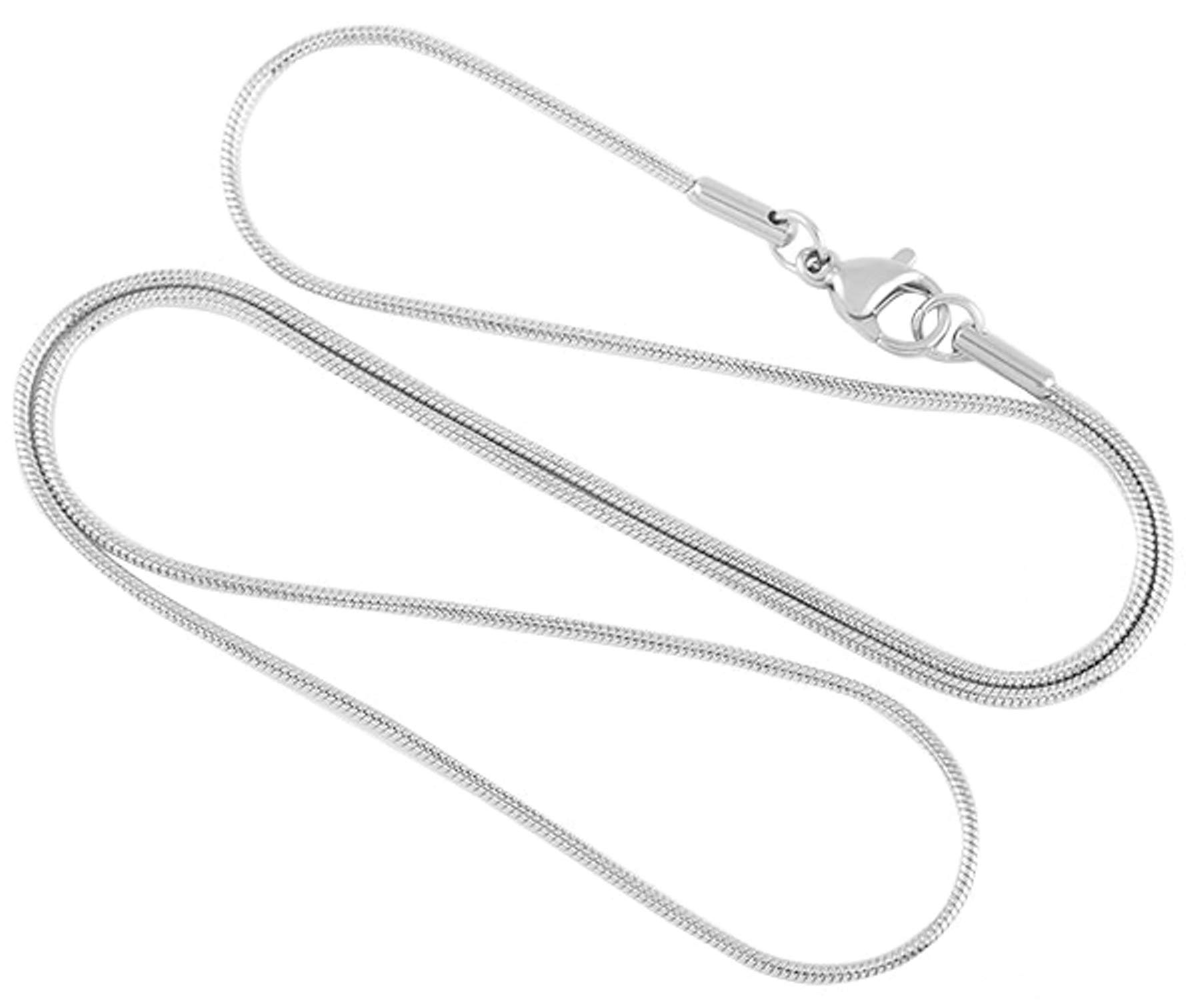 Playboy Bunny Necklace, 18" (45cm) Snake Chain, Pure 304 Stainless No-Tarnish Chain with Antiqued Silver Zinc Alloy Playboi Pendant