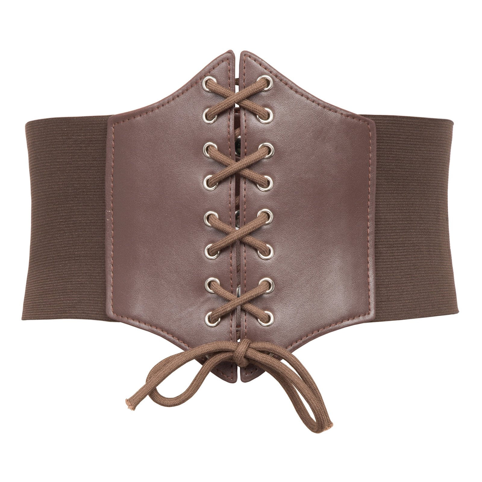 GRACE KARIN Coffee High Waist Belts Stretchy Lace-up Corset Elastic Cinch Waist Belt for Women (2XL,Coffee)