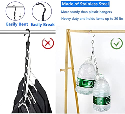 10 Pack Closet Organizer Clothes Hangers Space Saving for Dorm Room Closet Organizers and Storage, Metal Hanger Organizers Bulk Magic Hanger Chains for College Essentials Girls Bedroom Organization