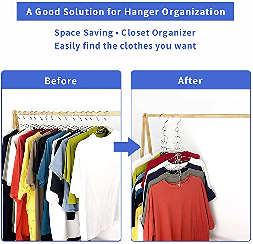 10 Pack Closet Organizer Clothes Hangers Space Saving for Dorm Room Closet Organizers and Storage, Metal Hanger Organizers Bulk Magic Hanger Chains for College Essentials Girls Bedroom Organization