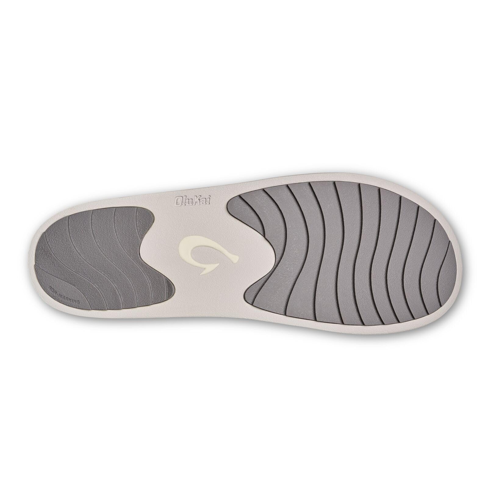 OLUKAI Ku'i Women's Slipper, Soft Full-Grain Leather & Wool Blend Footbed, Wet Grip Soles for Inside & Outside Wear, Cute & Comfortable Slip-On, Fog/Mist Grey, 7