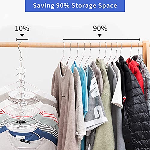 10 Pack Closet Organizer Clothes Hangers Space Saving for Dorm Room Closet Organizers and Storage, Metal Hanger Organizers Bulk Magic Hanger Chains for College Essentials Girls Bedroom Organization