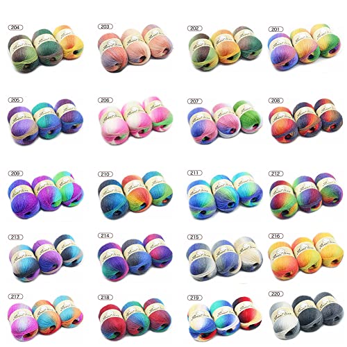 Knitting Yarn Skeins Rainbow Multicolor Yarn Wool Crochet Yarn for Crocheting and Knitting Craft Yarn for Knitting and Crochet Projects DIY Crocheting Soft Knitting Yarn Skeins 1 Piece