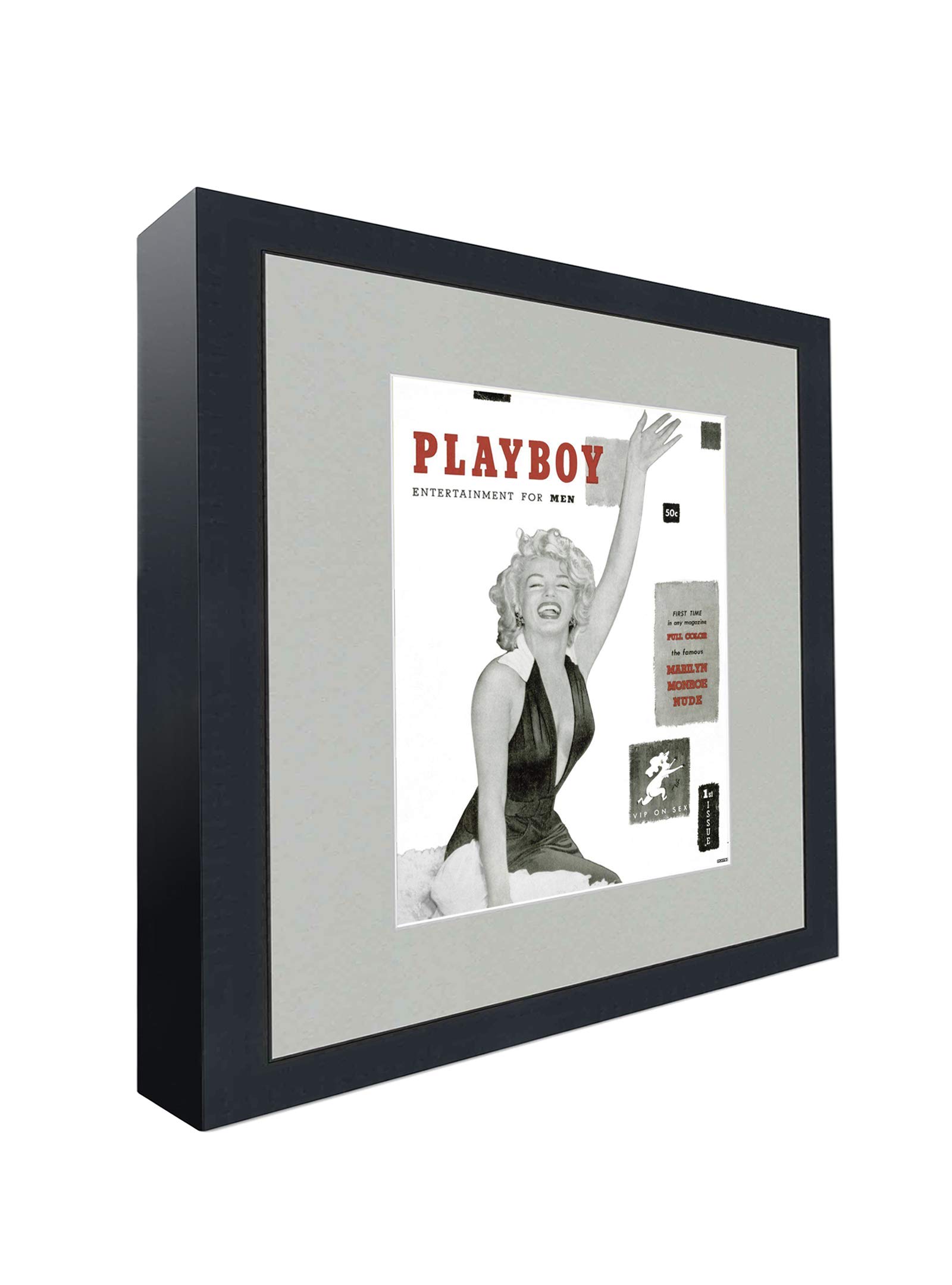 Playboy Magazine Modern Solid Wood Picture Frame - Acrylic, Backing, and Grey Mat - Showcase Any Magazine Measuring 8 1/4" x10 7/8"