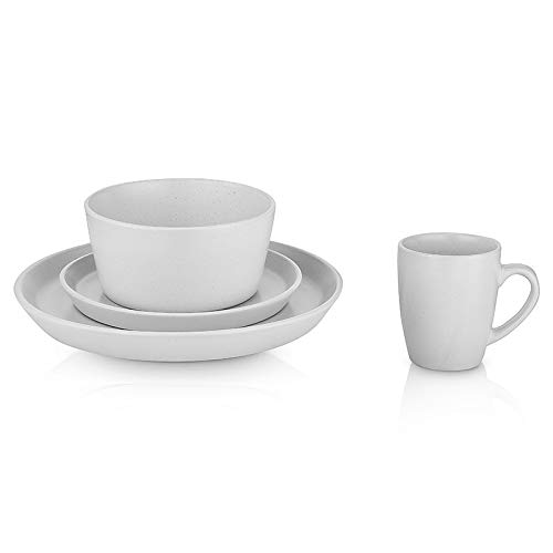 Stone Lain Stoneware Dinnerware Set, Service For 8, White Speckled