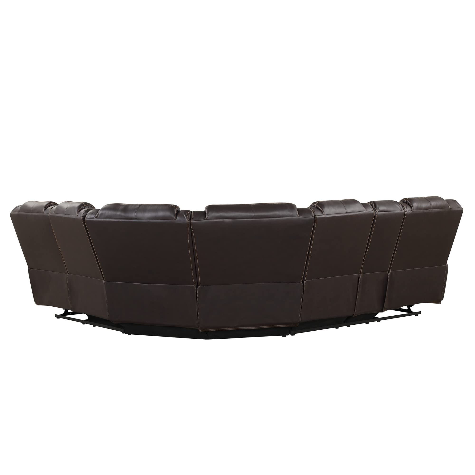 Lifeand Modern Faux Leather Manual Reclining with Center Console and Light Strip,PU Symmetrical Couch with 2 Cup Holders and Storage for Living Room,Brown