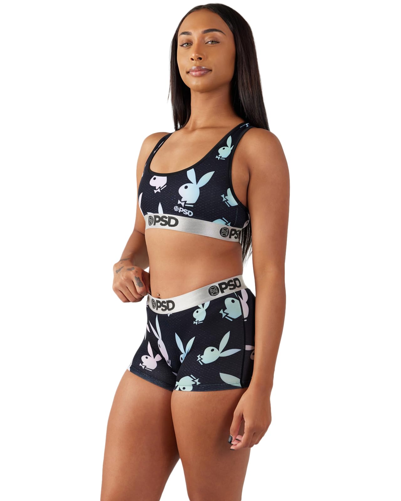 PSD Women's Playboy Glow Boy Shorts, Black, XL