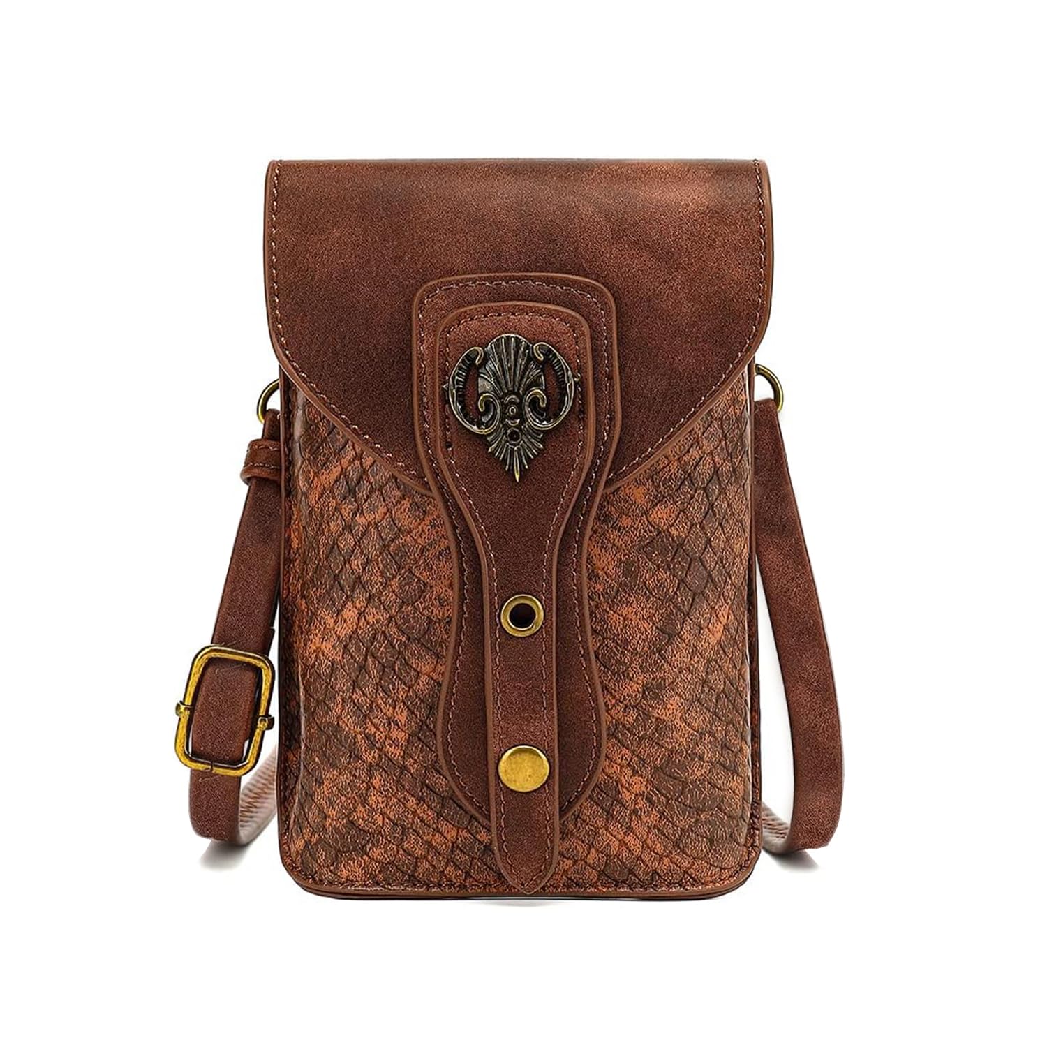 Larswon Belt Pouch, Renaissance Bag Medieval Leather Belt Pouch Ren Faire Accessories Small Crossbody Belt Bag Cell Phone Pouch Renaissance Belt (Brown - Fairy)