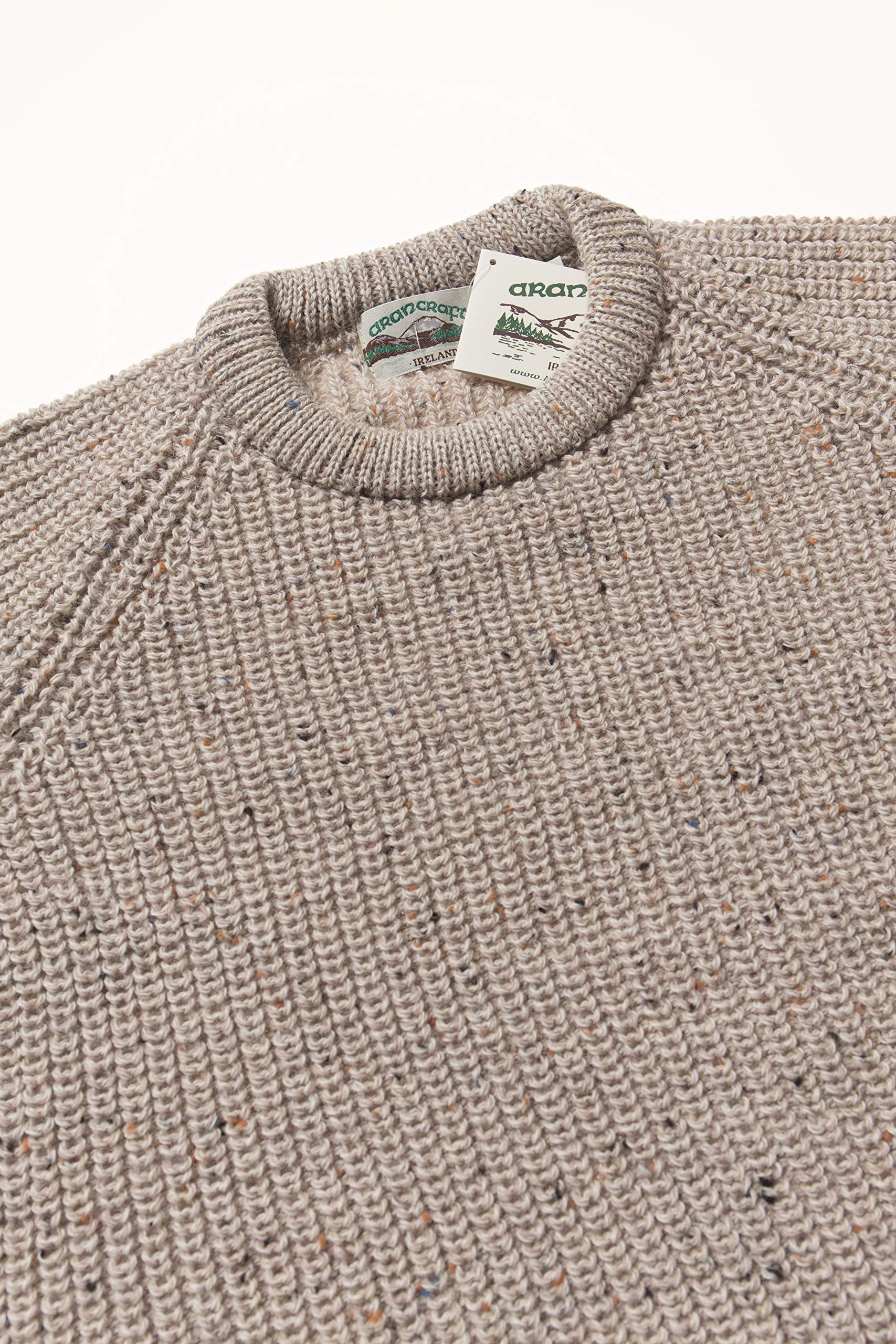 Aran Crafts Men's Fisherman Irish Rib Crew Neck Wool Sweater (C761-XL-SKI)