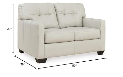 Signature Design by Ashley Belziani Modern Tufted Leather Match Loveseat, White