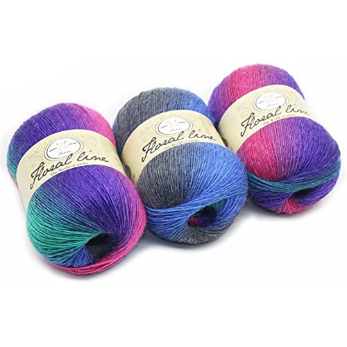 Knitting Yarn Skeins Rainbow Multicolor Yarn Wool Crochet Yarn for Crocheting and Knitting Craft Yarn for Knitting and Crochet Projects DIY Crocheting Soft Knitting Yarn Skeins 1 Piece