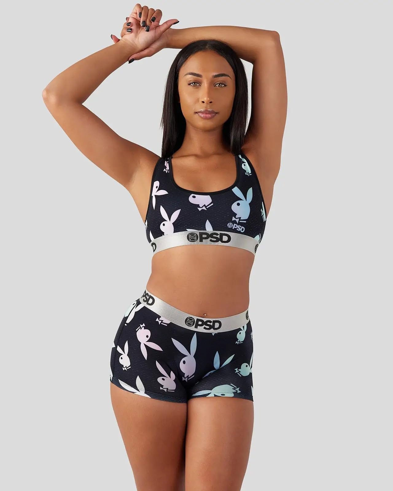 PSD Women's Playboy Glow Boy Shorts, Black, XL
