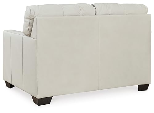Signature Design by Ashley Belziani Modern Tufted Leather Match Loveseat, White