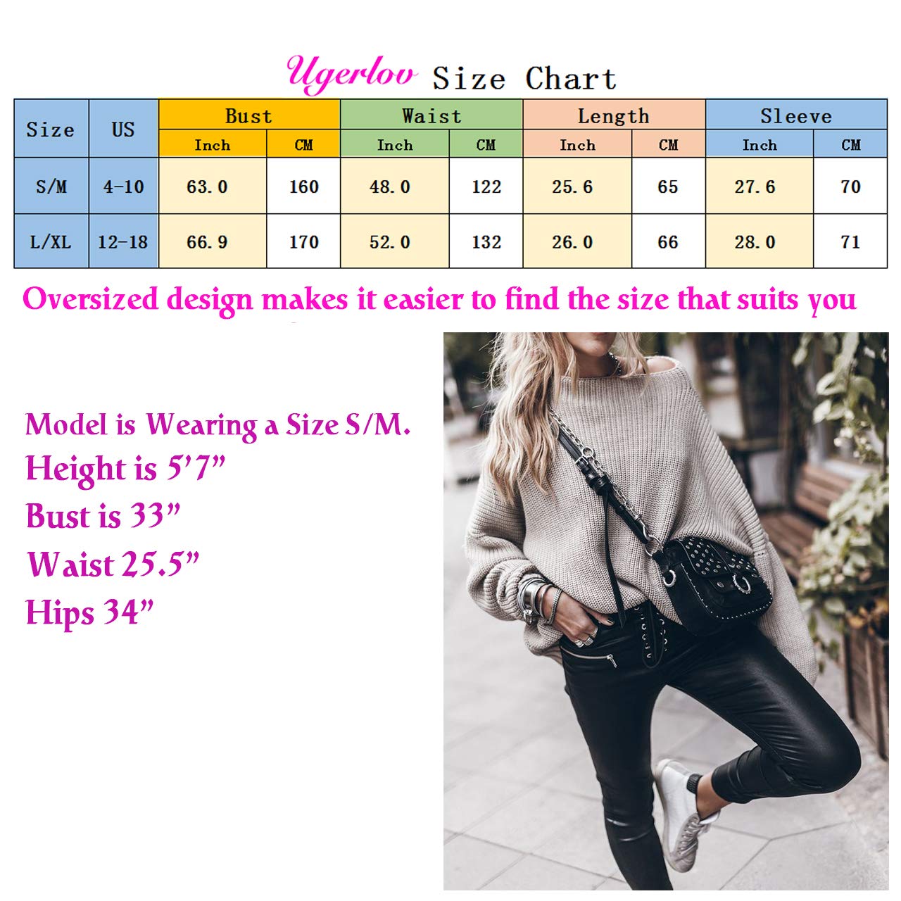 Ugerlov Women's Oversized Sweaters Batwing Sleeve Mock Neck Jumper Tops Chunky Knit Pullover Sweater (Gray, L/XL)