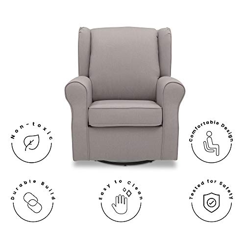 Delta Children Reston Nursery Glider Swivel Rocker Chair, French Grey