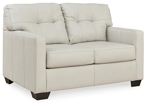 Signature Design by Ashley Belziani Modern Tufted Leather Match Loveseat, White
