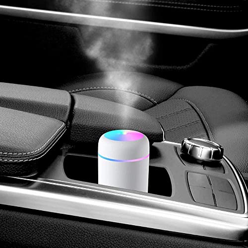 Colorful Cool Humidifier USB-Only 300ml Portable with 7 Colors 2 Fog Mode Ultra Quiet Suitable for Home Car Bedroom Office and Travel (Gray)