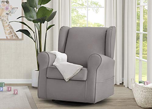 Delta Children Reston Nursery Glider Swivel Rocker Chair, French Grey