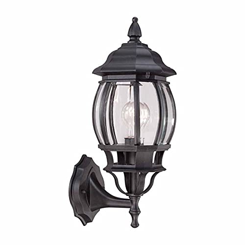 1-Light Black Outdoor Wall Lantern Sconce