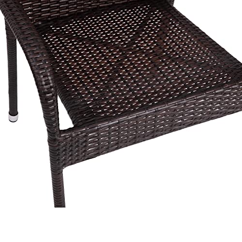 Flash Furniture Indoor/Outdoor Dining Chairs with Arms Wicker Wrapped Steel Frames, 4 Pack, Espresso