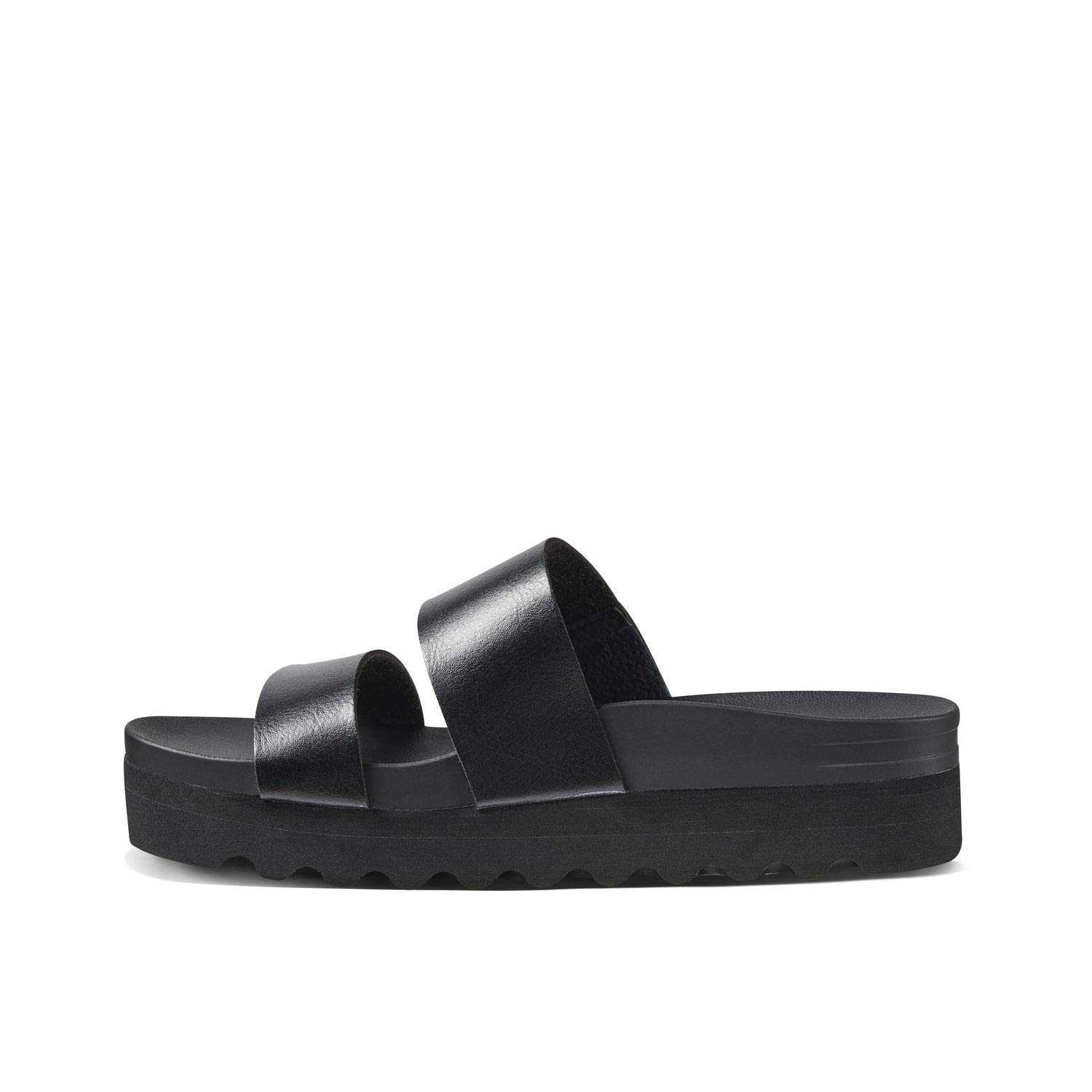 Reef Cushion Vista Hi Womens Platform Fashion Sandal, Arch Support, Ultra Soft Cushion Footbed, Black/Black, 12