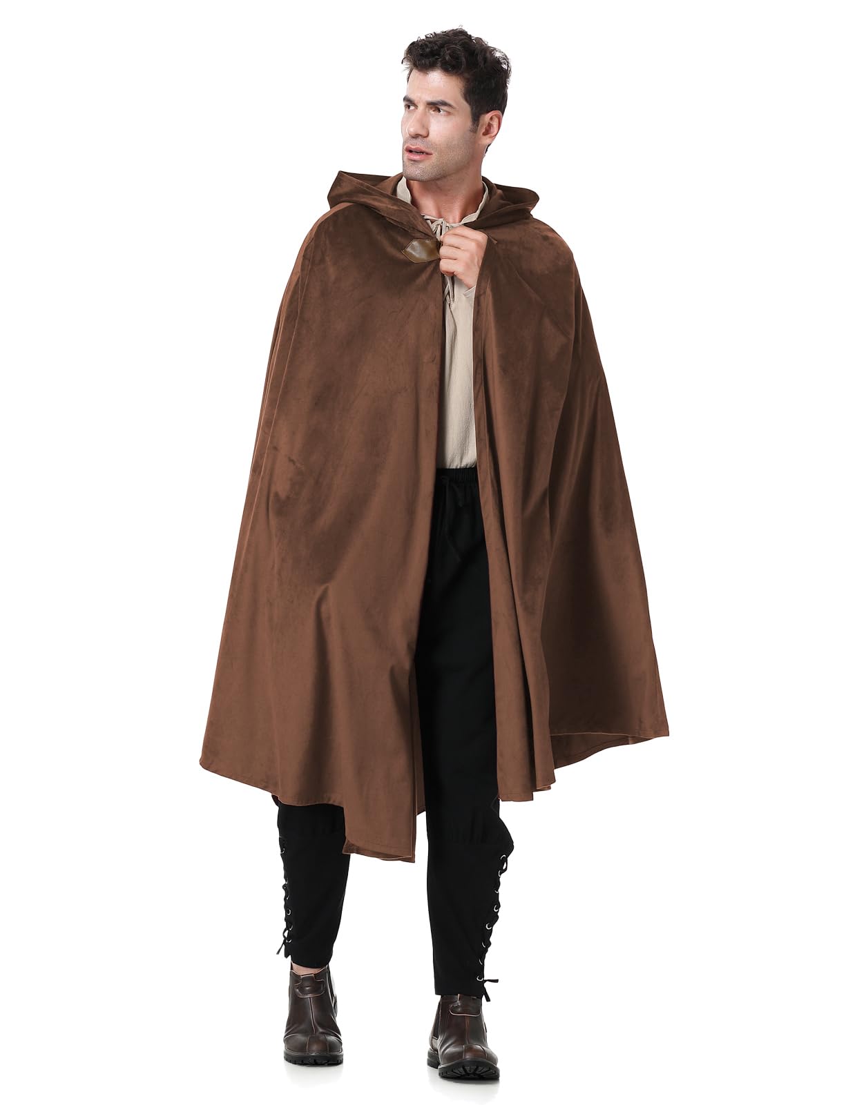Colorful House Adult Northern knight Costume Cloak Gothic Witch Cloak Renaissance Medieval Capes(Brown,39")