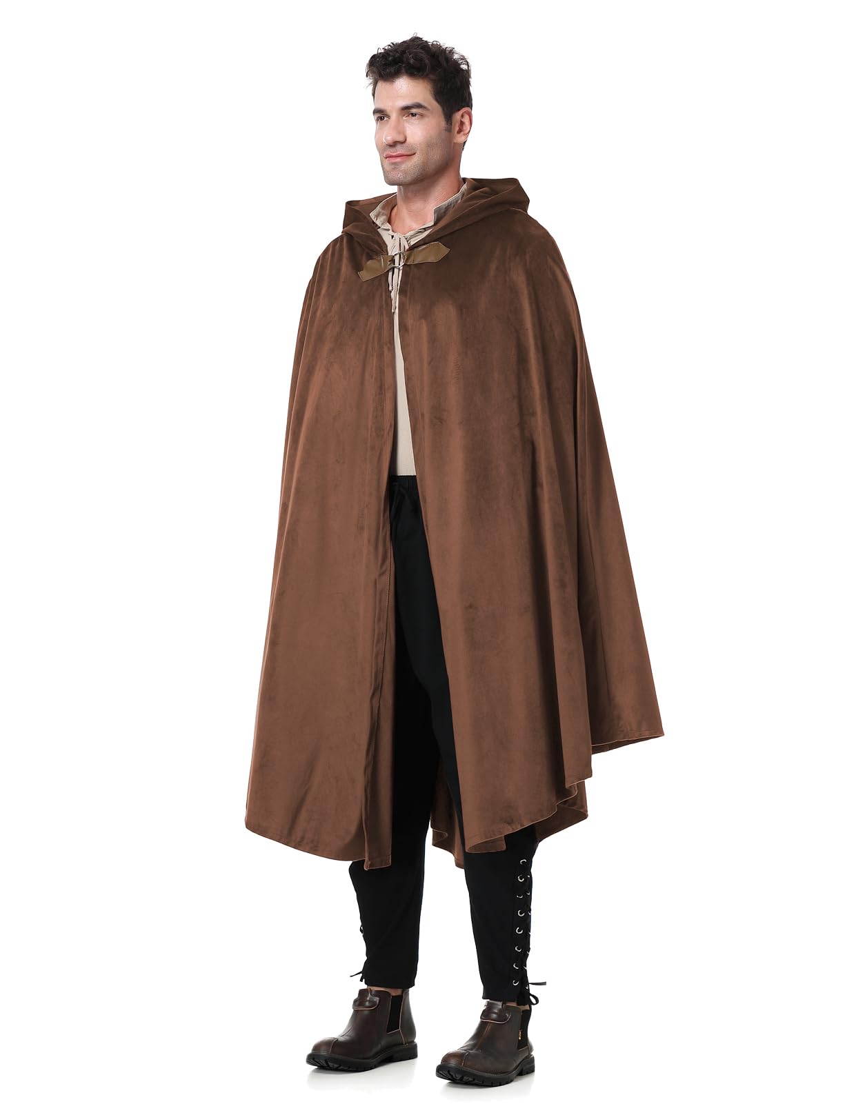 Colorful House Adult Northern knight Costume Cloak Gothic Witch Cloak Renaissance Medieval Capes(Brown,39")