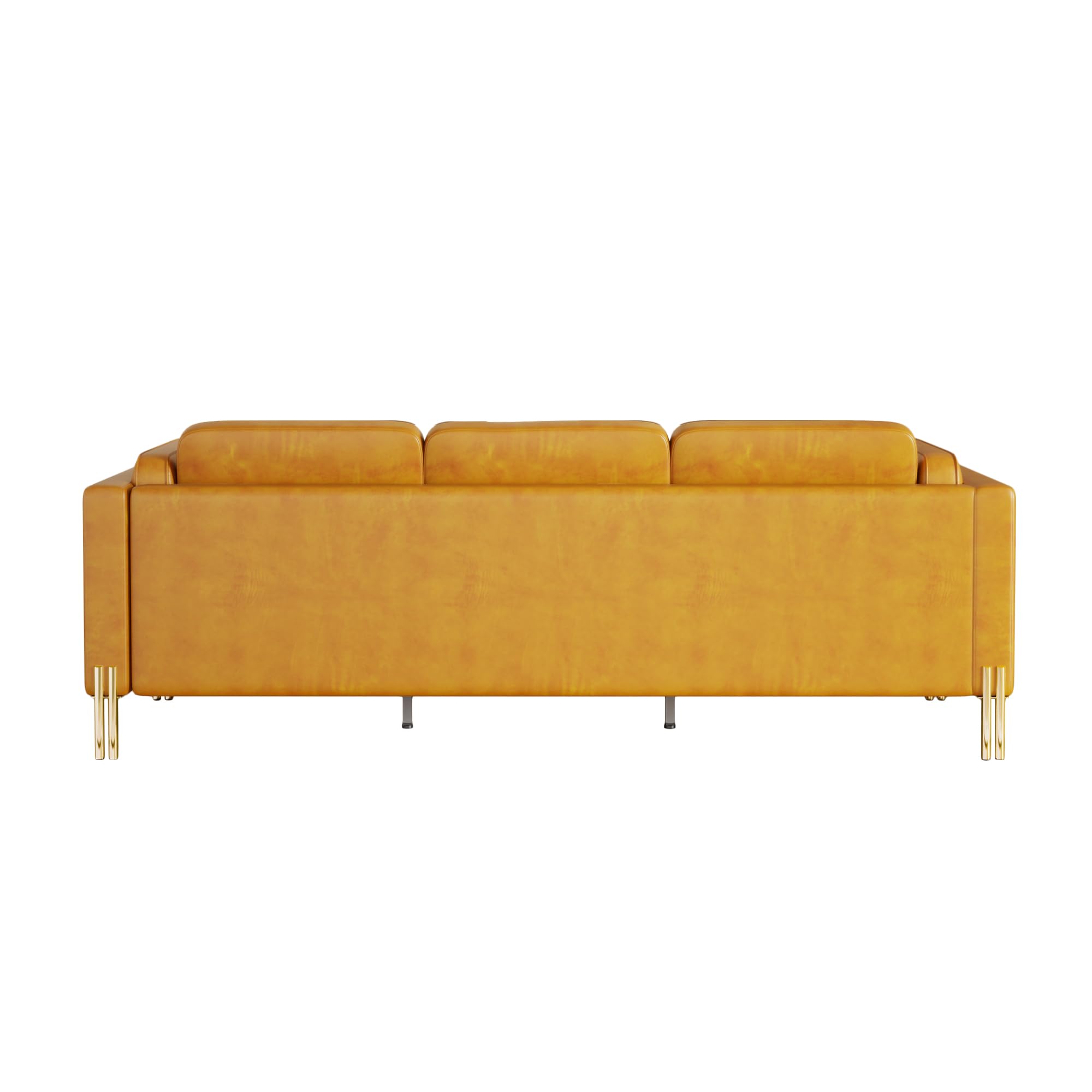 Lostcat 94"PU Leather Sofa, Mid-Century Modern Loveseat Couches Modern Sofa,94" Sofa with Reversible PU Leather Upholstered, Large 3 Seater Sofa with Gold Metal Legs for Living Room Comfy Couch,Brown